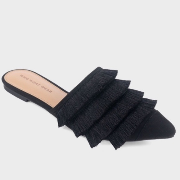 Who What Wear | Shoes | Www Chic Fringe Tier Pointed Toe Mule Satin ...